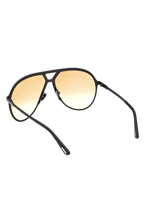 Tom Ford Xavier 64mm Gradient Oversized Pilot Sunglasses - Black